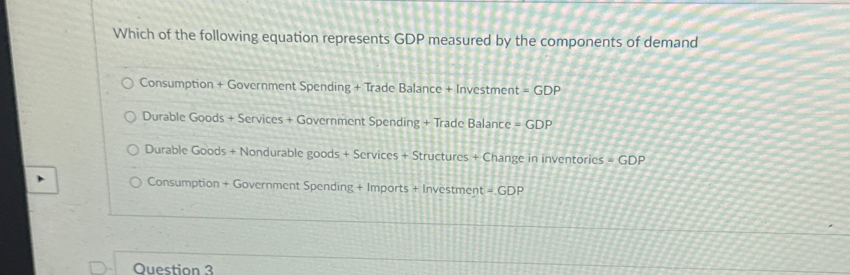 Solved Which of the following equation represents GDP | Chegg.com
