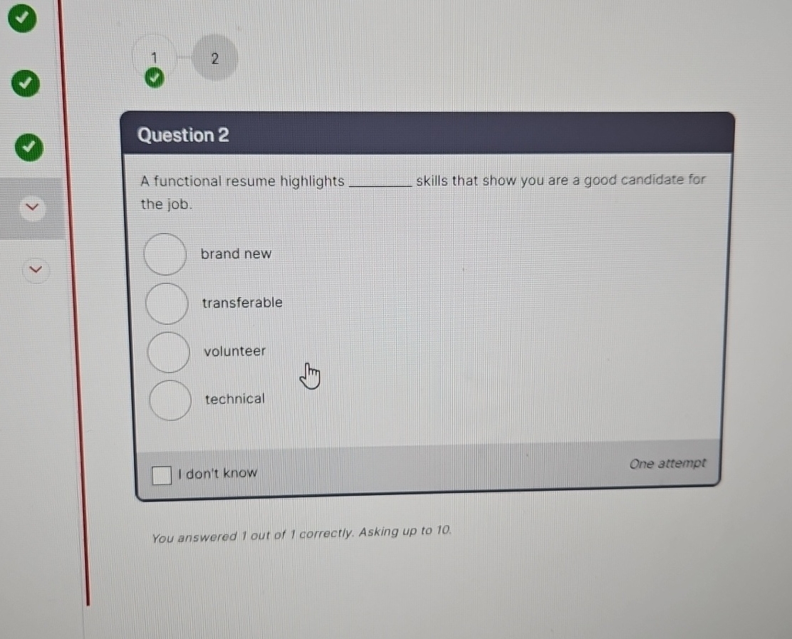Solved 12Question 2A functional resume highlightsskills that | Chegg.com