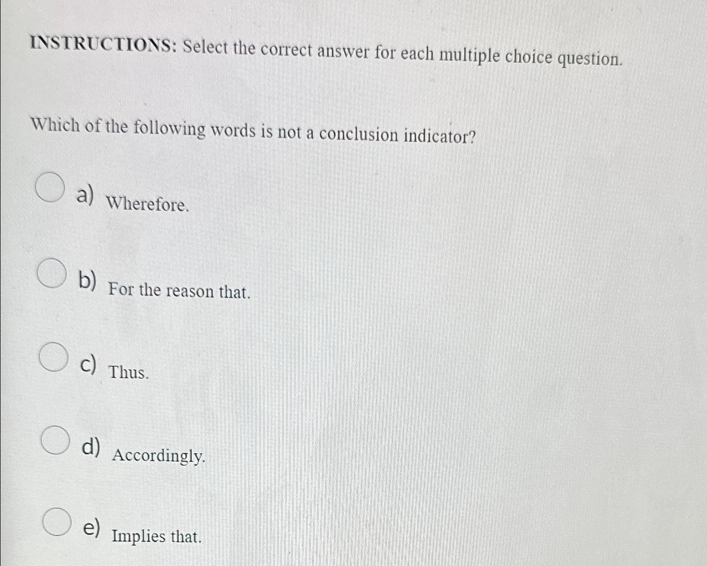 Solved INSTRUCTIONS: Select the correct answer for each | Chegg.com