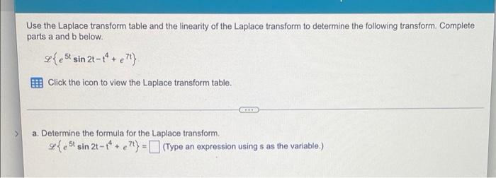 Solved Use the Laplace transform table and the linearity of | Chegg.com