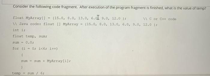 Solved Consider The Following Code Fragment After Execution
