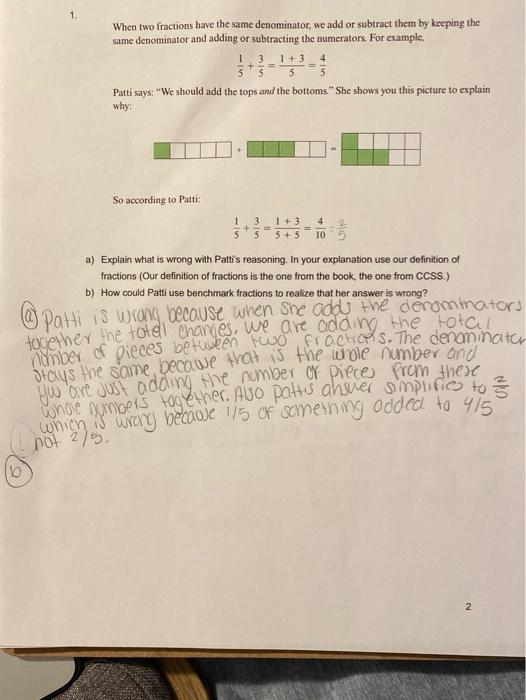Solved When two fractions have the same denominator we add | Chegg.com