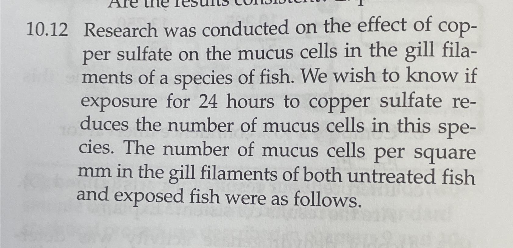 Solved 10.12 ﻿Research was conducted on the effect of copper | Chegg.com