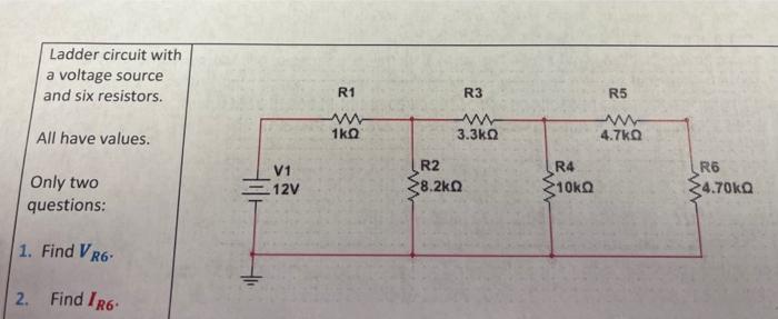 Solved Ladder circuit with a voltage source and six | Chegg.com