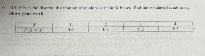 Solved [10] Given the discrete distribution of random | Chegg.com