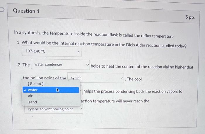 In a synthesis, the temperature inside the reaction | Chegg.com
