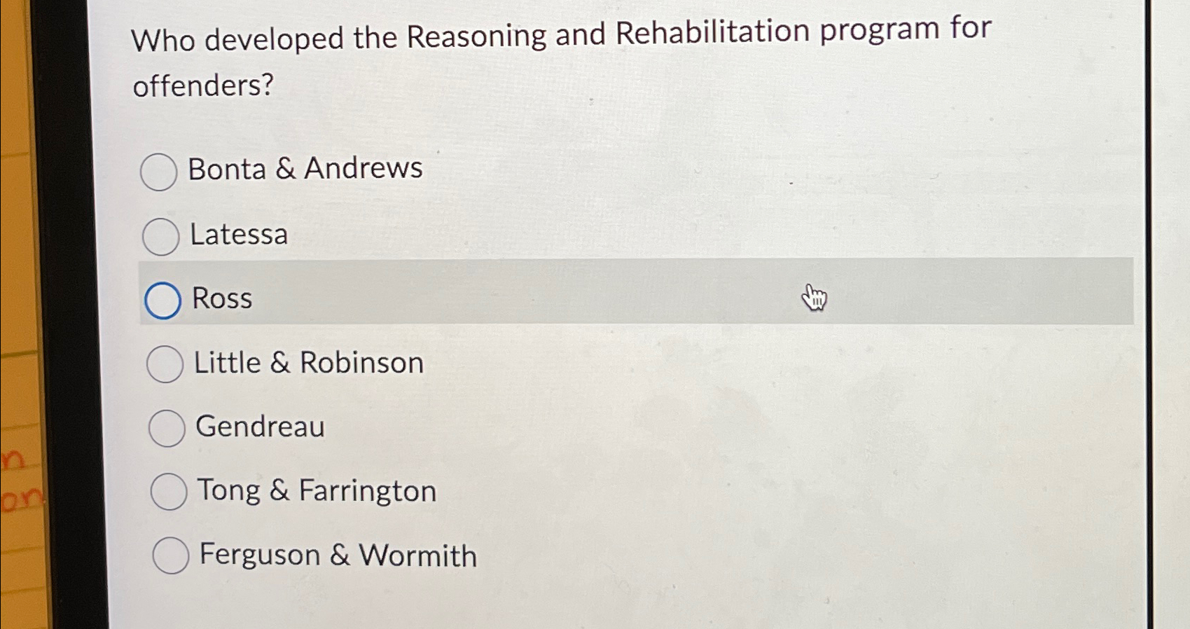 Solved Who developed the Reasoning and Rehabilitation | Chegg.com