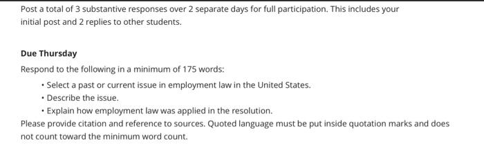 Solved Post a total of 3 substantive responses over 2 | Chegg.com