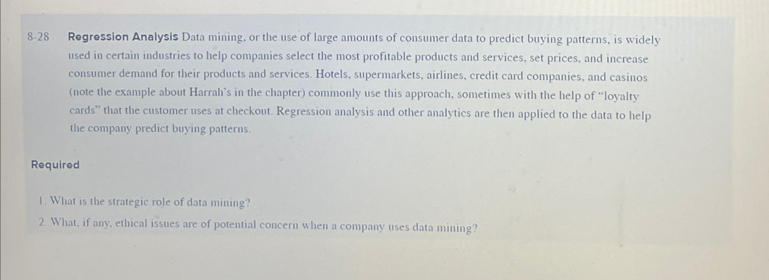 Solved 8 28 ﻿regression Analysis Data Mining Or The Use Of 