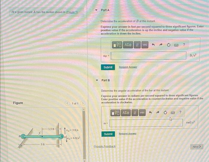 Solved paresAt a given instant A has the motion shown in | Chegg.com