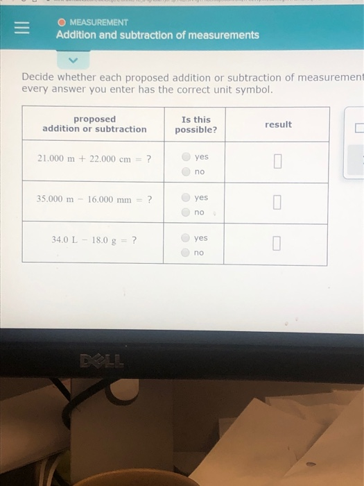 Solved E O MEASUREMENT Addition and subtraction of | Chegg.com