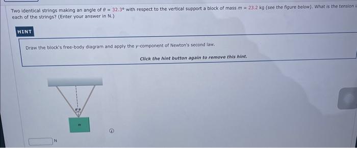 Solved Two identical strings making an angle of θ=32.3∘ with | Chegg.com