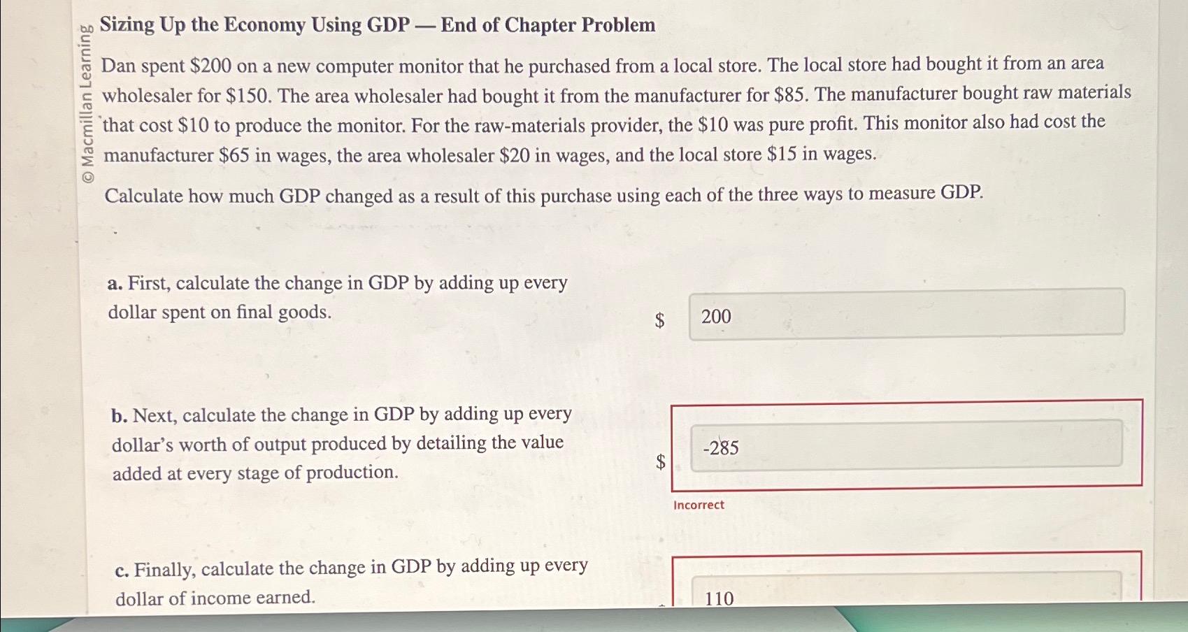 Solved ?60 ﻿Sizing Up the Economy Using GDP - ﻿End of | Chegg.com