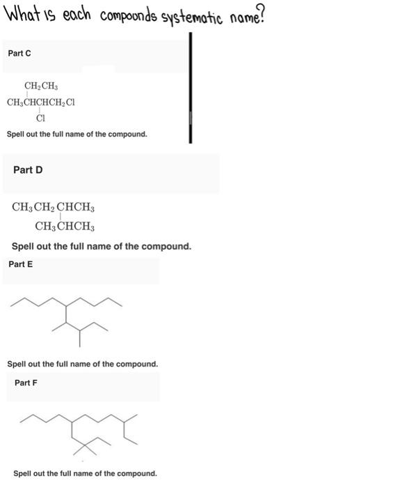 Solved What is each compounds systematic name? Part CHCH | Chegg.com