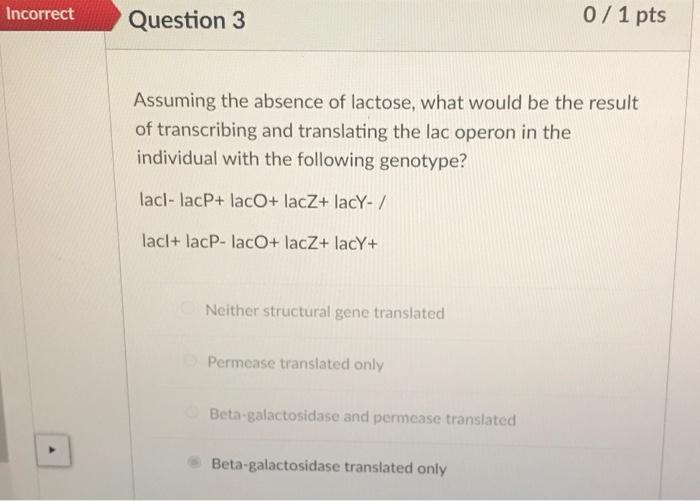 Solved Assuming the presence of lactose, what would be the | Chegg.com