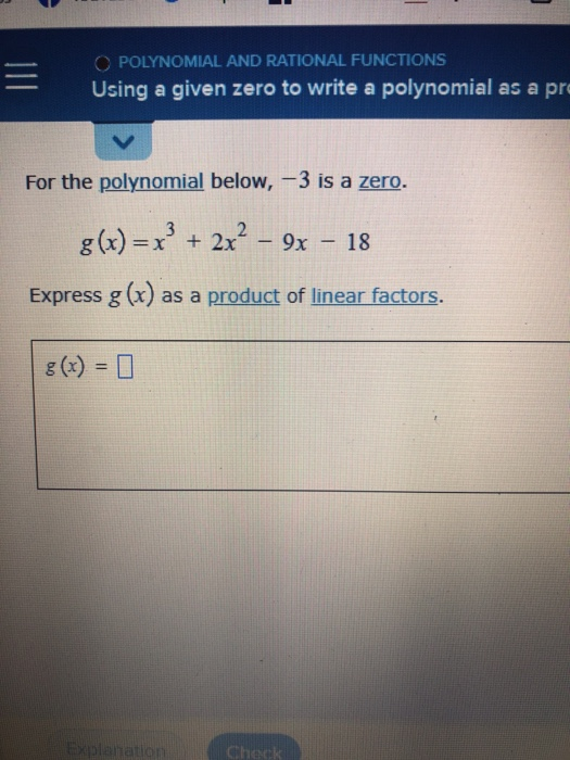 Solved = O POLYNOMIAL AND RATIONAL FUNCTIONS Using a given | Chegg.com