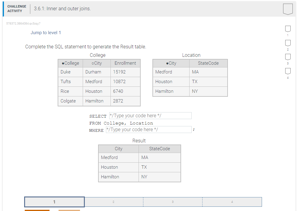 Solved Jump to level 1Complete the SQL statement to generate | Chegg.com