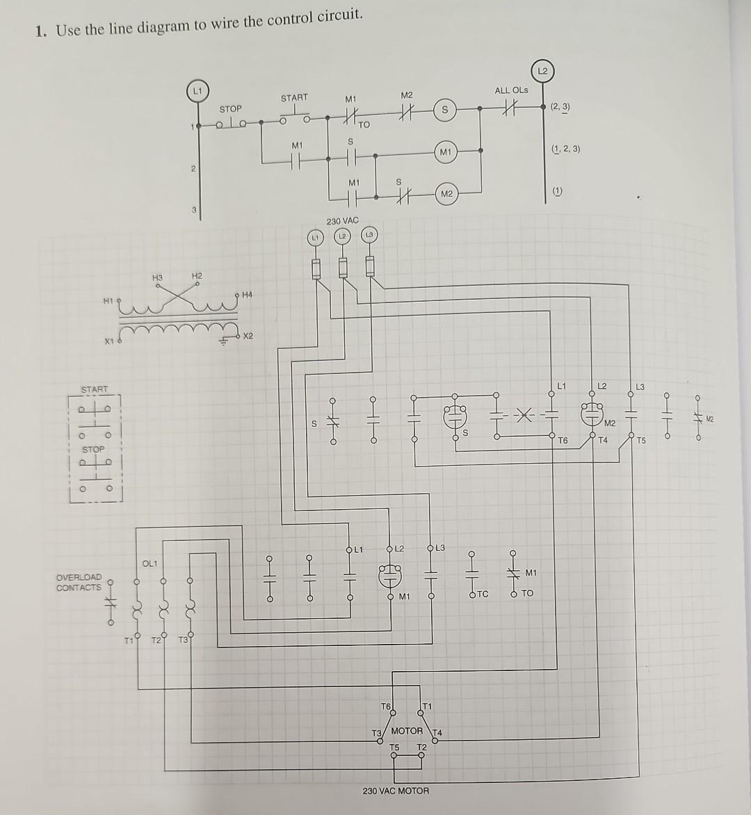 1. Use the line diagram to wire the control circuit. | Chegg.com
