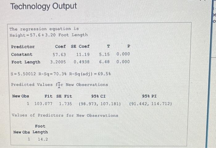 Solved The accompanying technology output was obtained by | Chegg.com