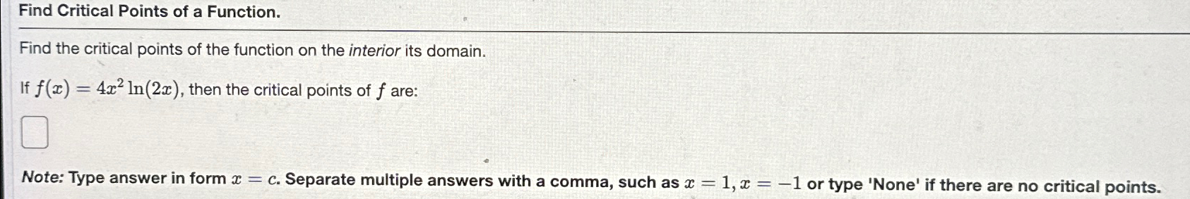 Solved Find Critical Points of a Function.Find the critical | Chegg.com