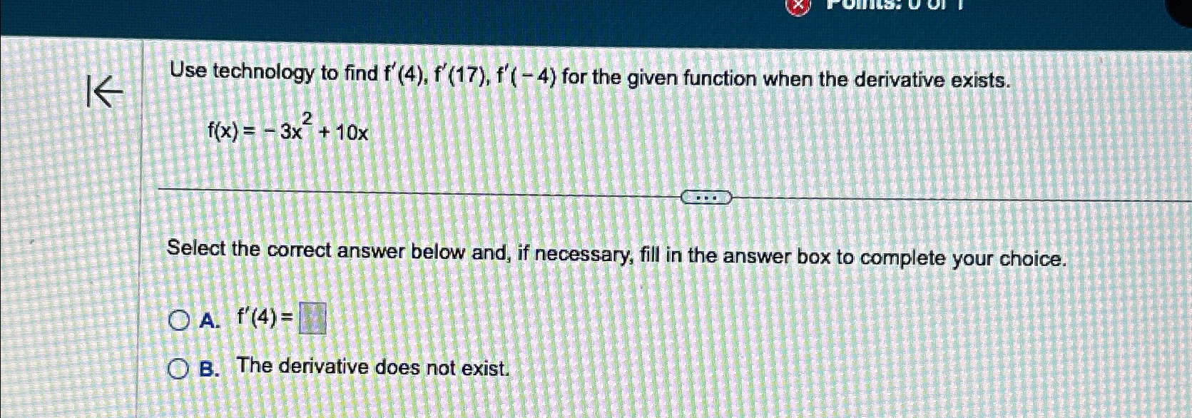 Solved Use technology to find f'(4),f'(17),f'(-4) ﻿for the | Chegg.com