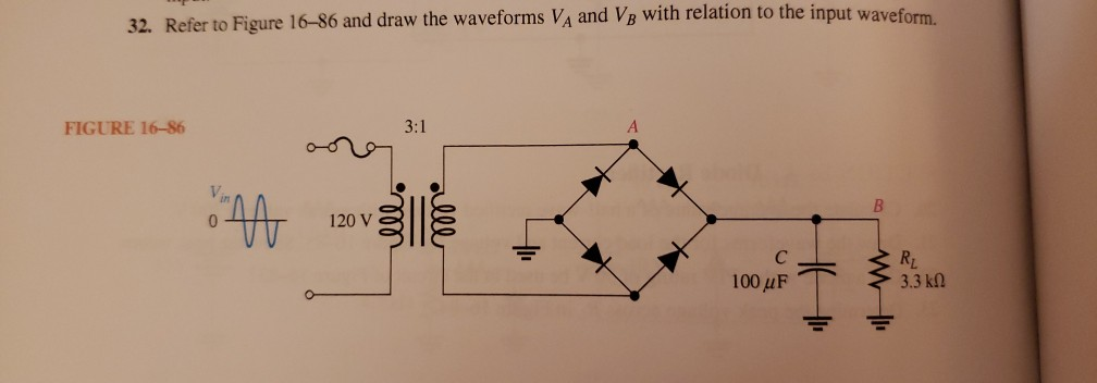 Solved 32. Refer to Figure 16-86 and draw the waveforms VA | Chegg.com