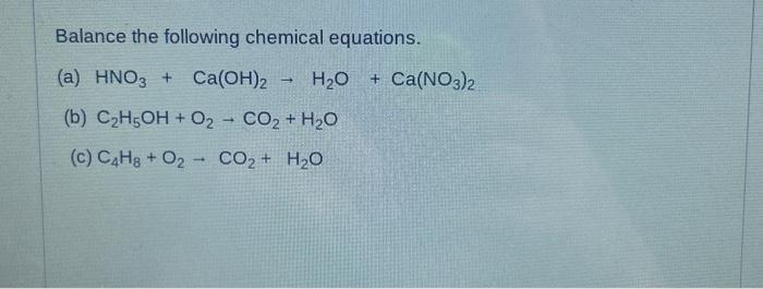 Solved Balance the following chemical equations. (a) | Chegg.com