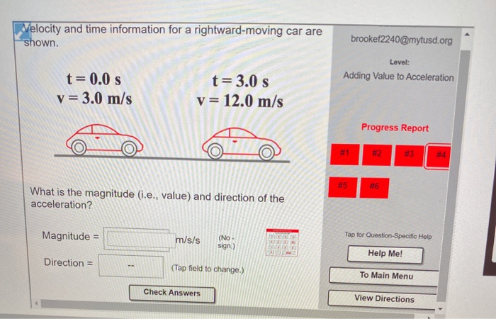Solved Velocity and time information for a rightward-moving | Chegg.com