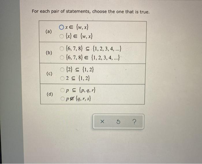 Solved For each pair of statements, choose the one that is | Chegg.com