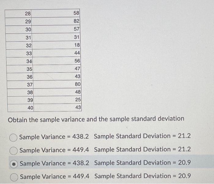 Solved Obtain the sample variance and the sample standard | Chegg.com