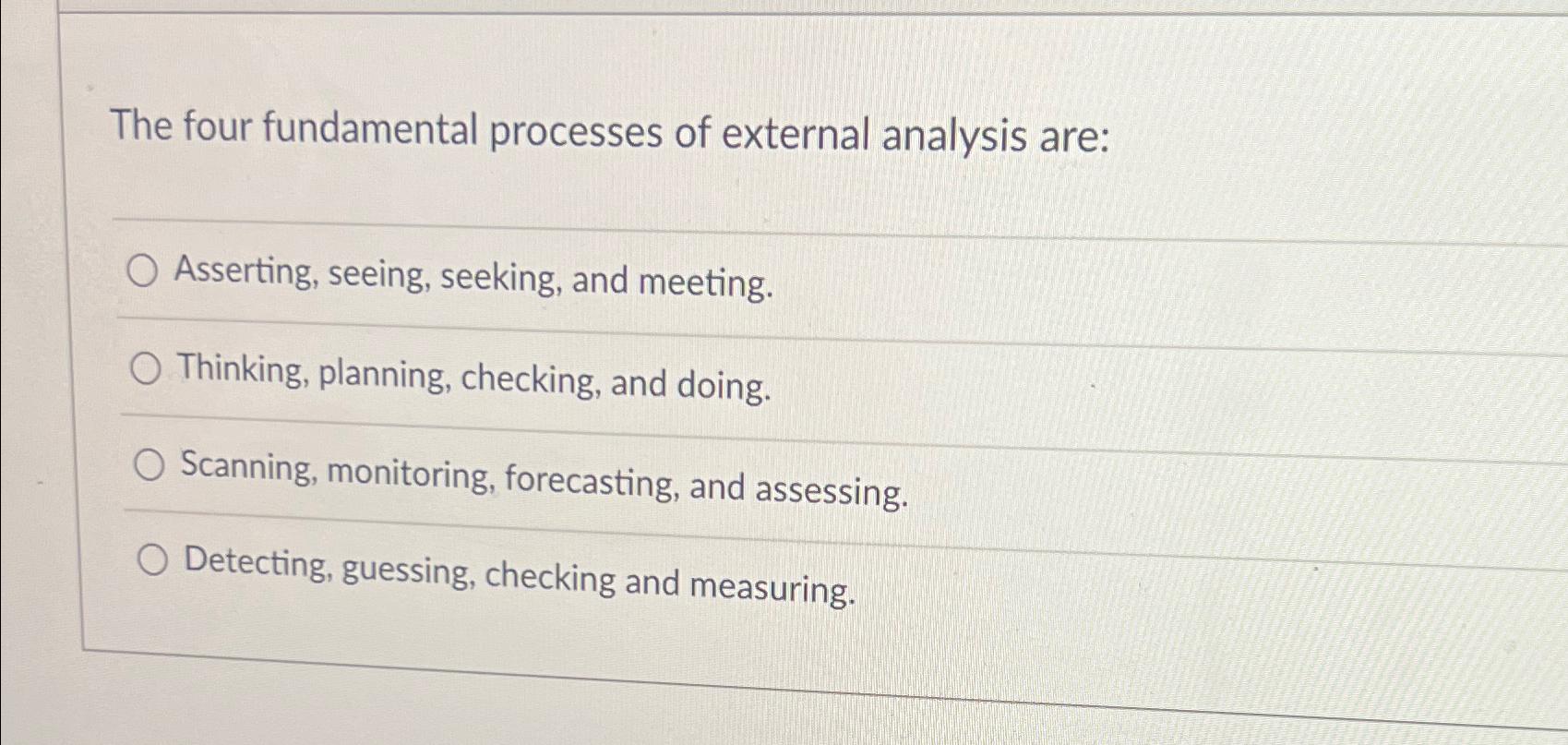 Solved The four fundamental processes of external analysis | Chegg.com