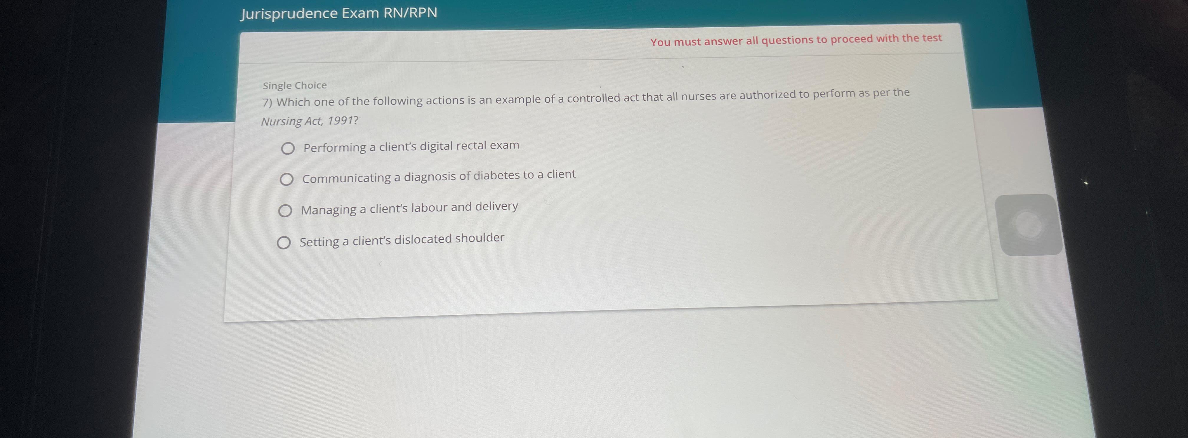Solved Jurisprudence Exam RN/RPNYou must answer all | Chegg.com