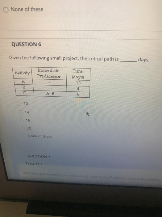 Solved None of these QUESTION 6 Given the following small | Chegg.com