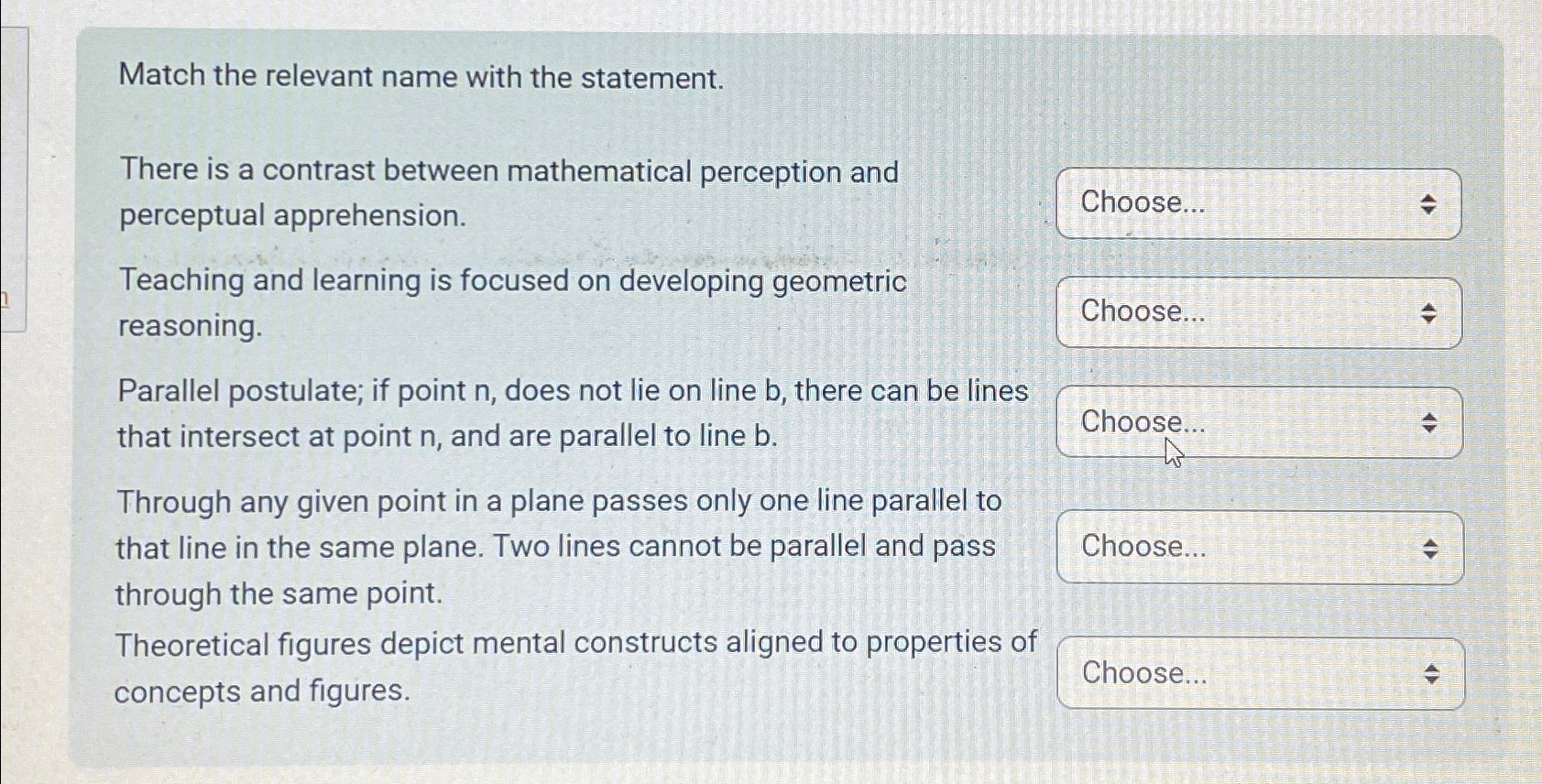 Solved Match the relevant name with the statement.There is a | Chegg.com