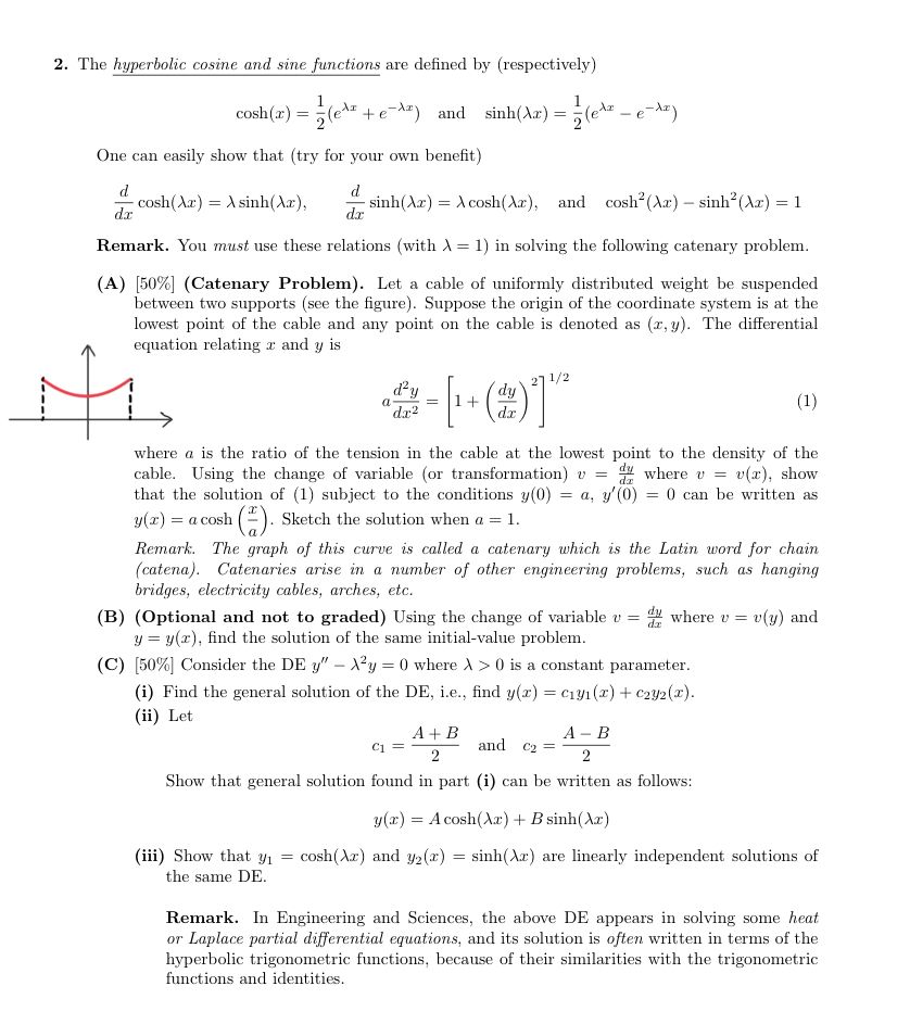 The Hyperbolic Cosine And Sine ﻿functions Are Defined