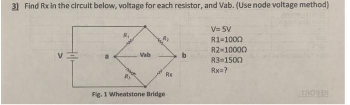 Solved 3) Find Rx in the circuit below, voltage for each | Chegg.com