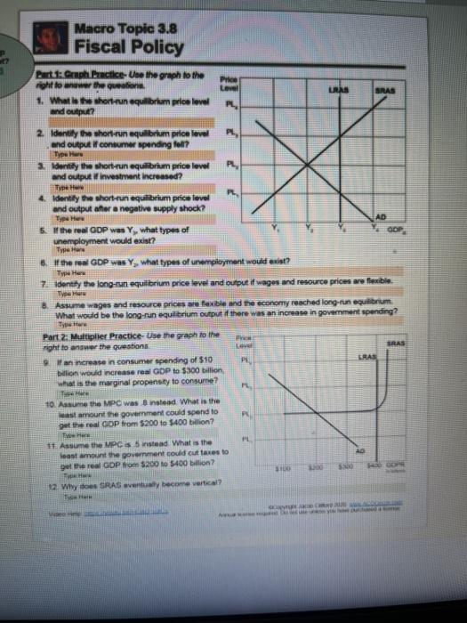 Macro Topic 3.8 Fiscal Policy Pro Level Burtt | Chegg.com