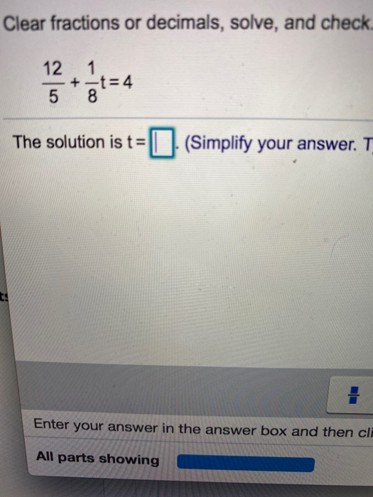 Solved Clear fractions or decimals, solve, and check 12 1 | Chegg.com