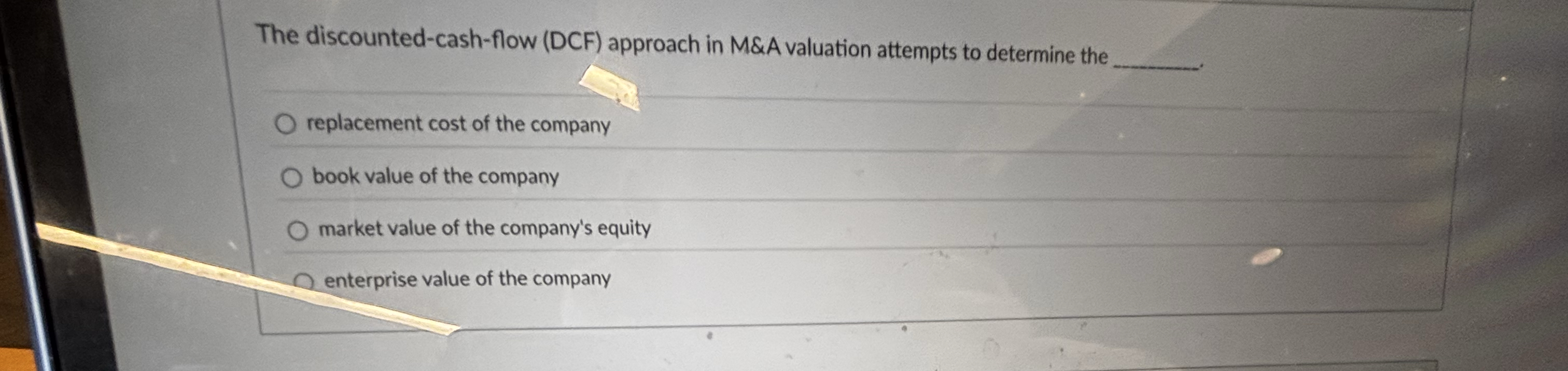 Solved The discounted-cash-flow (DCF) ﻿approach in M&A | Chegg.com