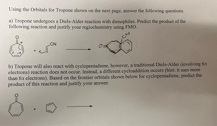 Solved Using the Orbitals for Tropone shown on the next | Chegg.com