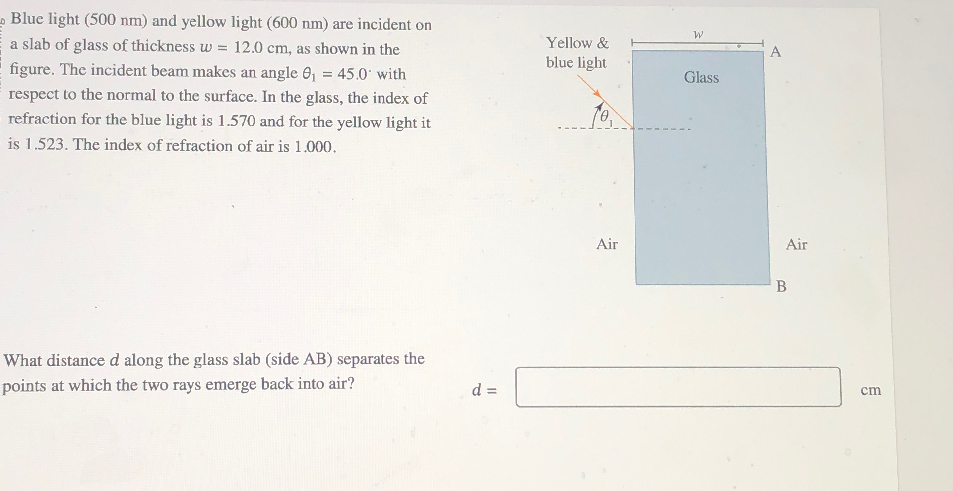 Solved Blue light (500nm) ﻿and yellow light (600nm) ﻿are | Chegg.com