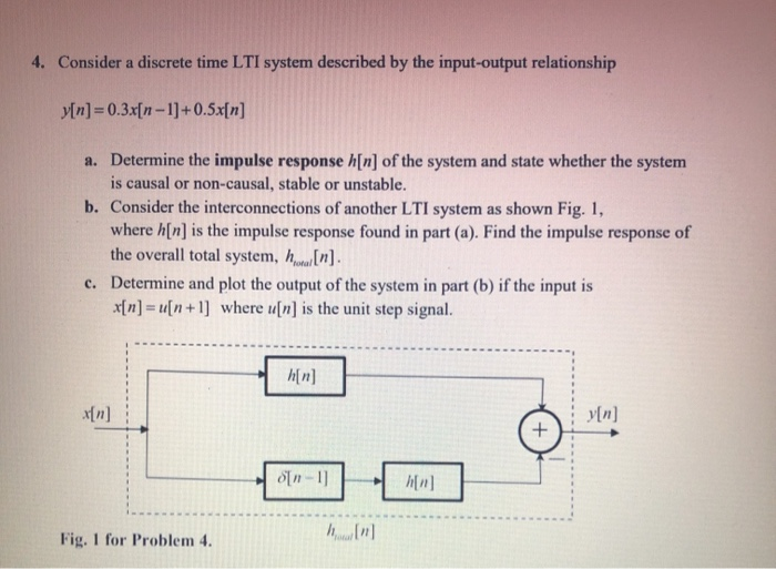 Solved 4. Consider a discrete time LTI system described by | Chegg.com