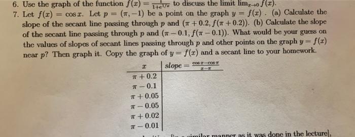 Solved 6. Use the graph of the function f(x) = 1e/ to | Chegg.com