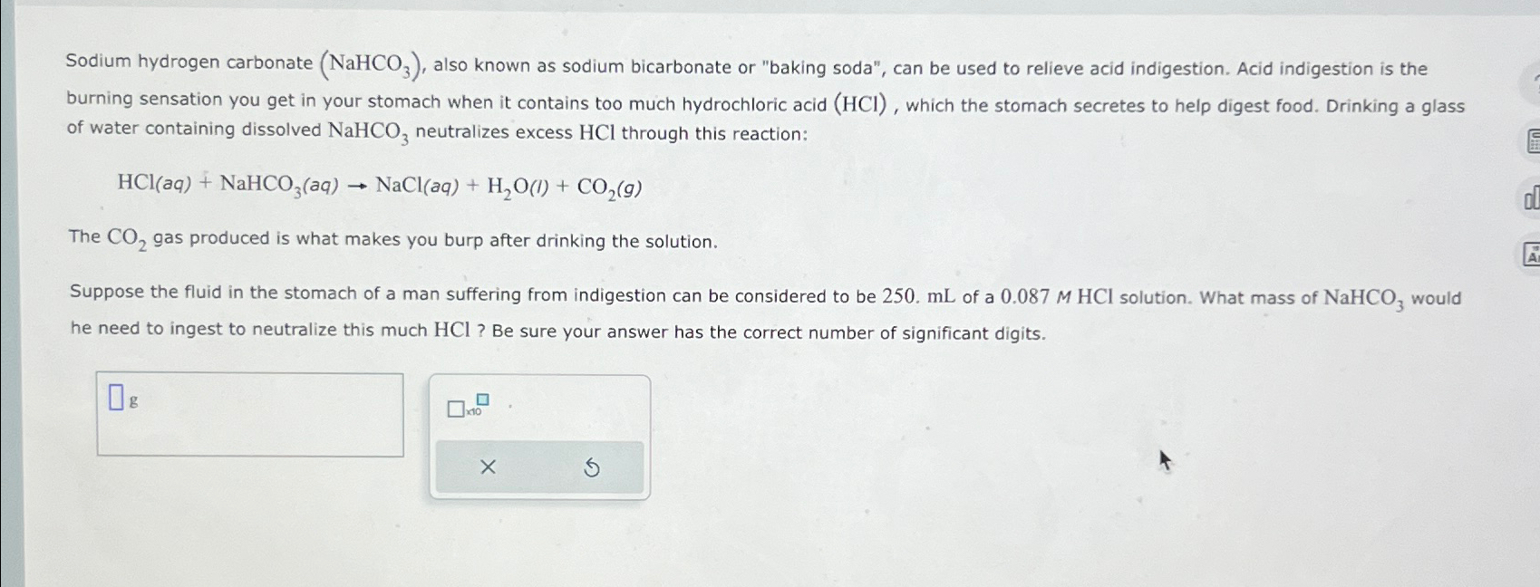 Solved Sodium hydrogen carbonate (NaHCO3), ﻿also known as | Chegg.com