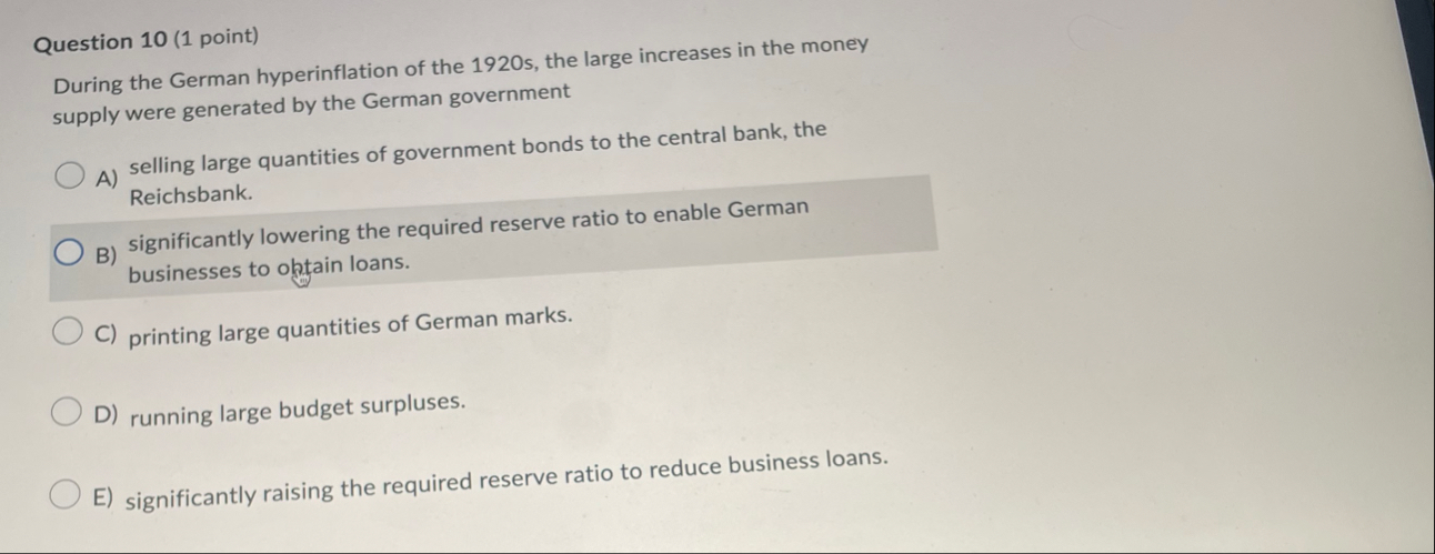 Solved Question 10 (1 ﻿point)During the German | Chegg.com