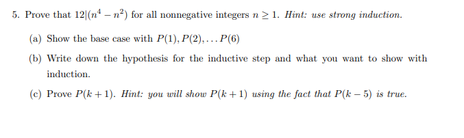 Solved Prove that 12|(n4-n2) ﻿for all nonnegative integers | Chegg.com
