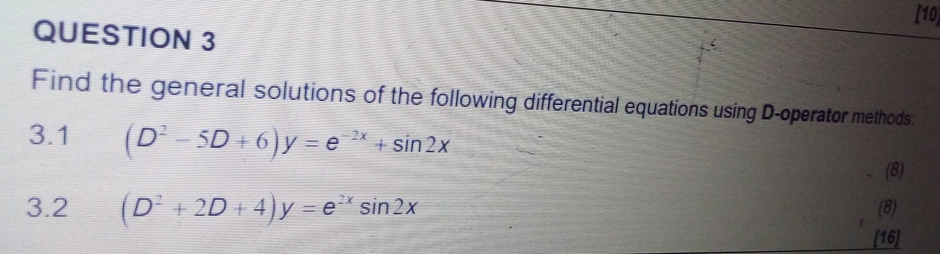 Solved Find the general solutions of the following | Chegg.com