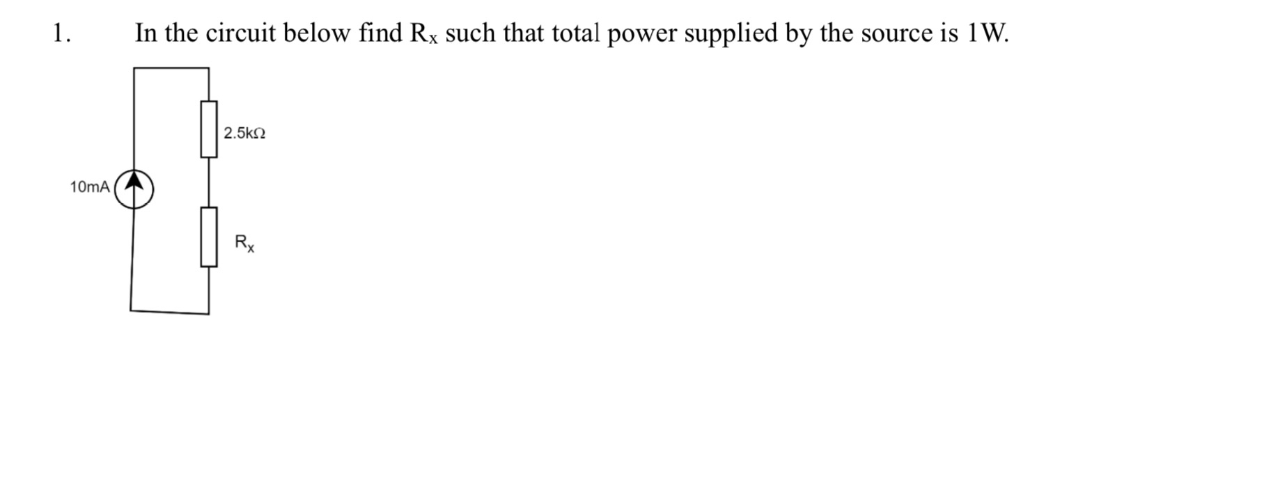 Solved In the circuit below find Rx ﻿such that total power | Chegg.com