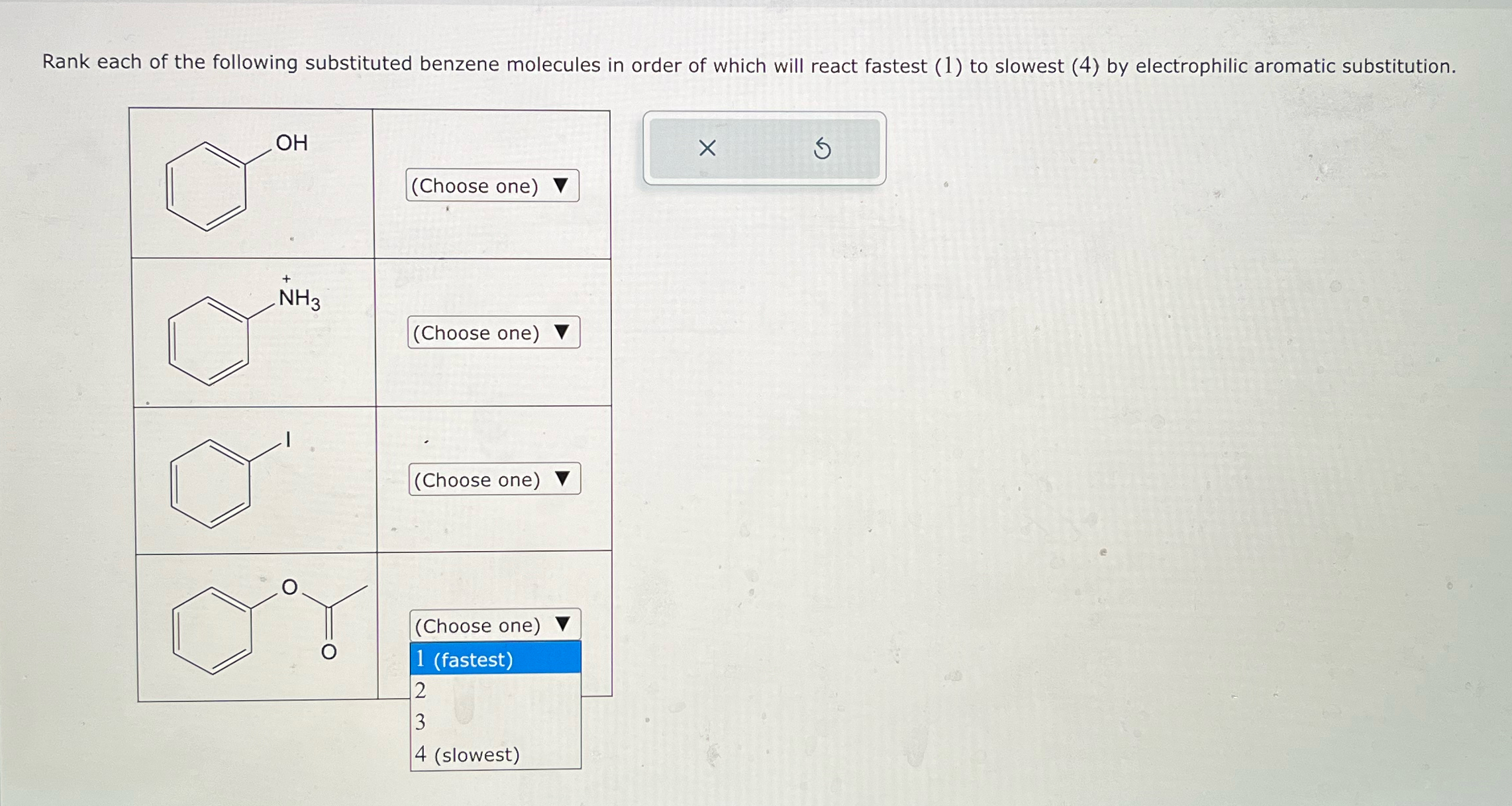 Solved Rank each of the following substituted benzene | Chegg.com
