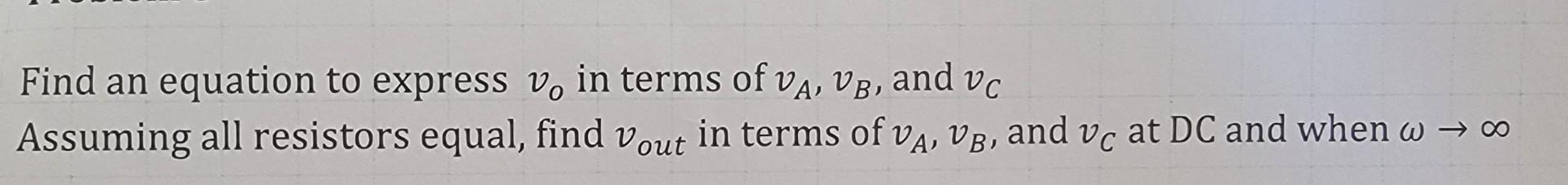 Solved Find an equation to express v0 in terms of vA,vB, and | Chegg.com